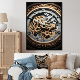 Designart "Clock Time Unveiled II" Watches Framed Canvas Art Print - Bed Bath & Beyond - 38962424